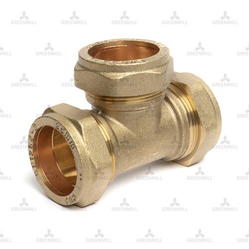 Brass Compression Fitting Equal tee 35mm
