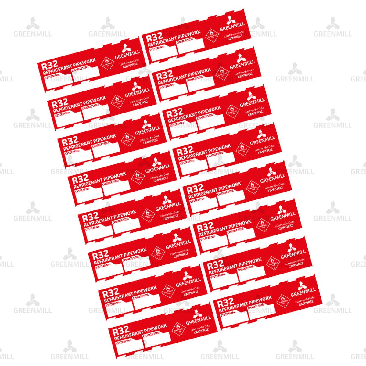 Red R32 Refrigerant Identification Labels (pk16)