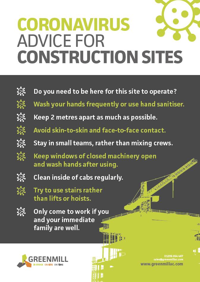 Free Coronavirus Advice Posters for Construction sites - Greenmill ...